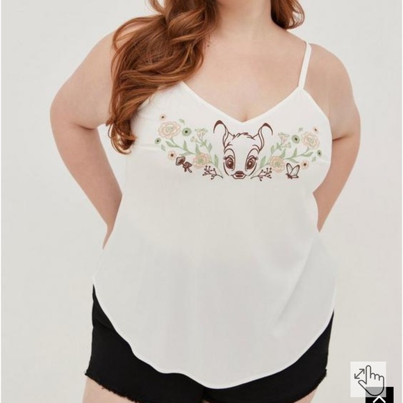 torrid | Tops | Torrid Disney Bambi Ava Cami Stretch Challis White ...